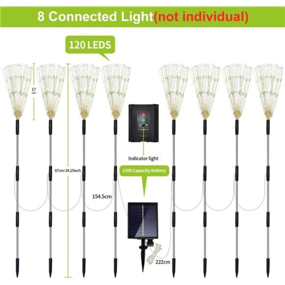 Holiday | 8 Pack Outdoor Solar Garden Lights Firework Lights Solar ...